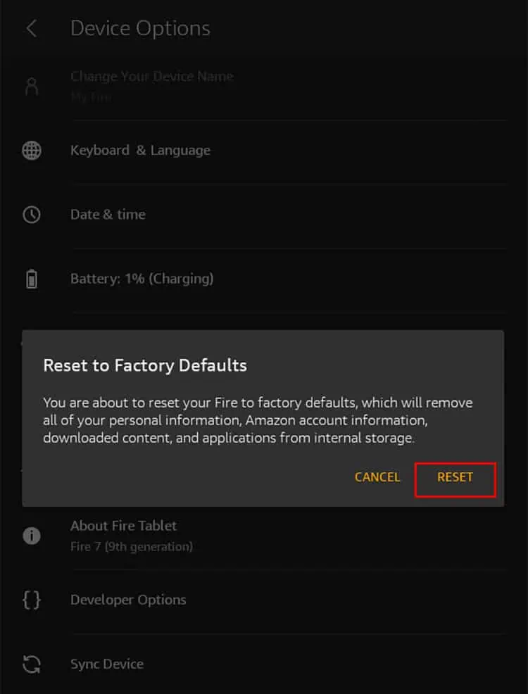 Cómo restablecer una tableta Amazon Fire