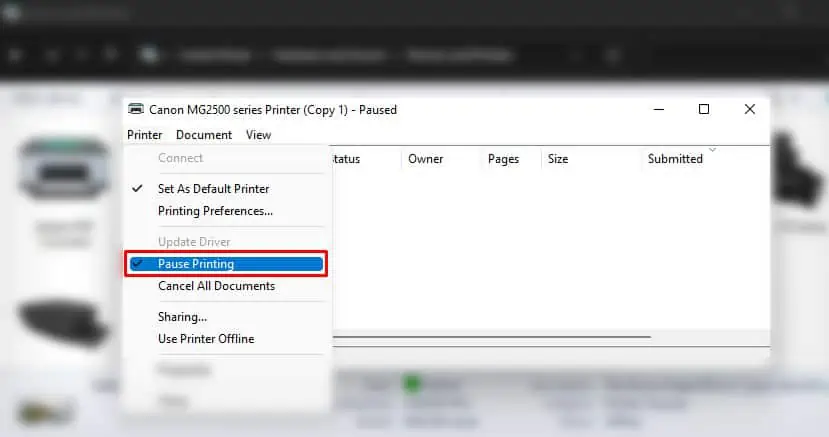 Cómo reanudar la pausa de la impresora