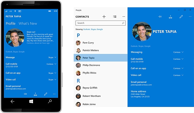 Aplicación Microsoft People actualizada para Windows 10 y Windows 10 Mobile