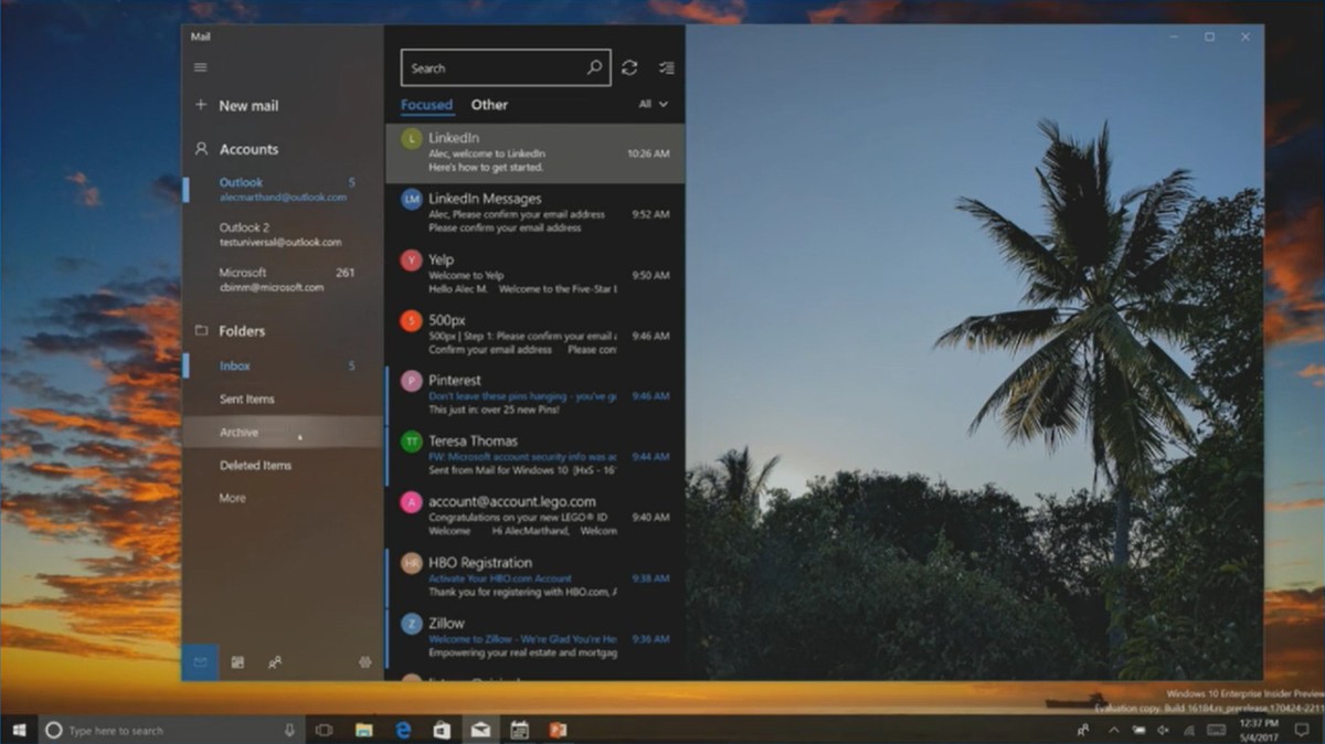Aquí está el primer vistazo de Outlook Mail con Fluent Design