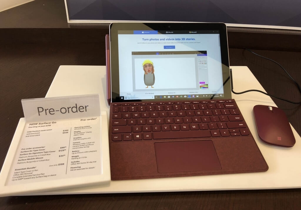 Las unidades de demostración de Microsoft Surface Go ahora se exhiben ...