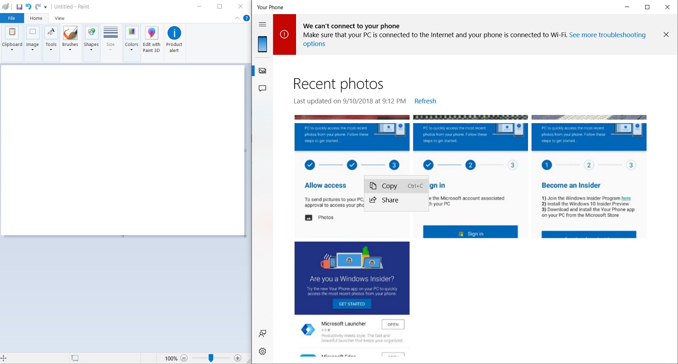 Con la aplicación de su teléfono con Windows 10 de Microsoft con Microsoft