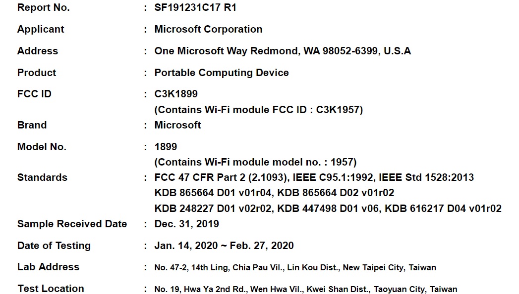 Supuesta Surface Book 3 de Microsoft pasa la certificación FCC