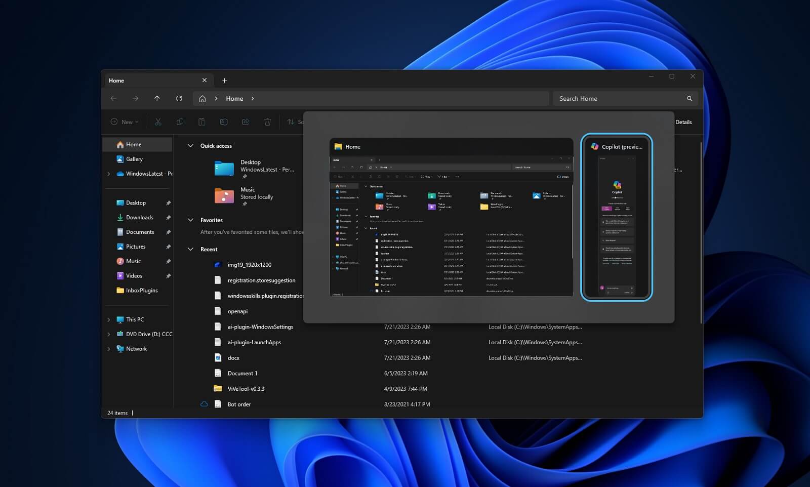 Windows 11 Build 23560 prueba la integración de Microsoft Copilot y Alt+Tab