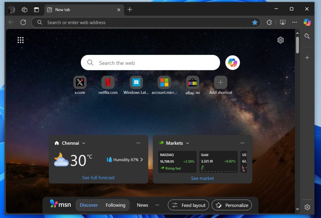 Microsoft Edge obtiene una nueva página de pestaña basada en Copilot Ai ...