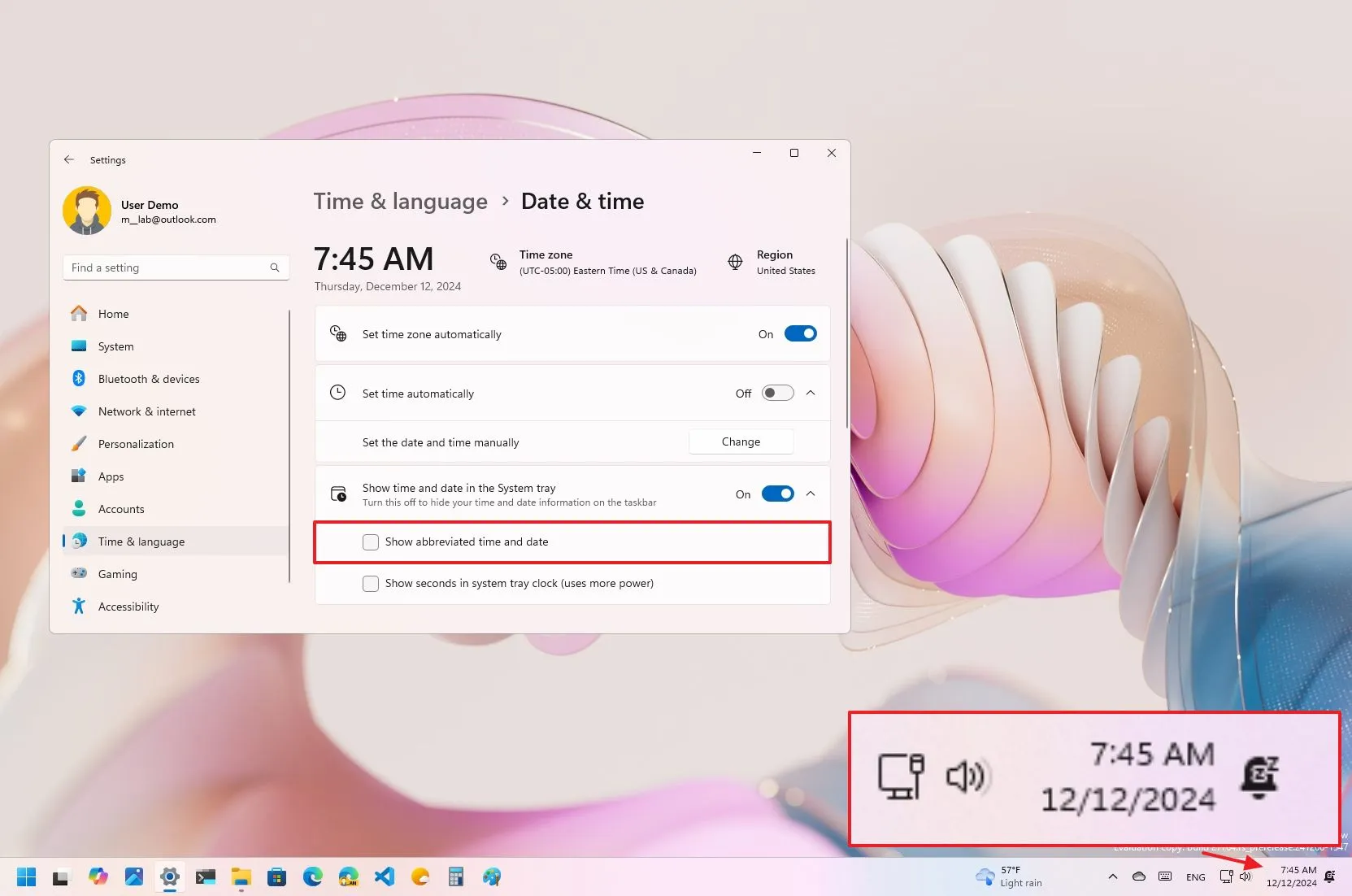 Cómo restaurar AM/PM y año para hora y fecha en la barra de tareas en Windows 11 - Mundo Geek