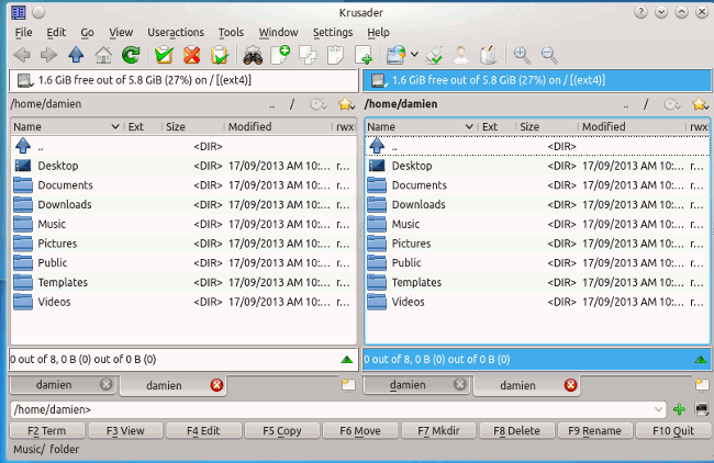 Use Krusader para una mejor administración de archivos en el escritorio de KDE