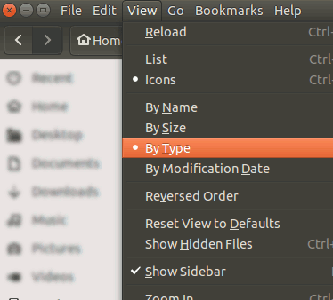 Cómo ordenar archivos por extensión en Ubuntu Nautilus