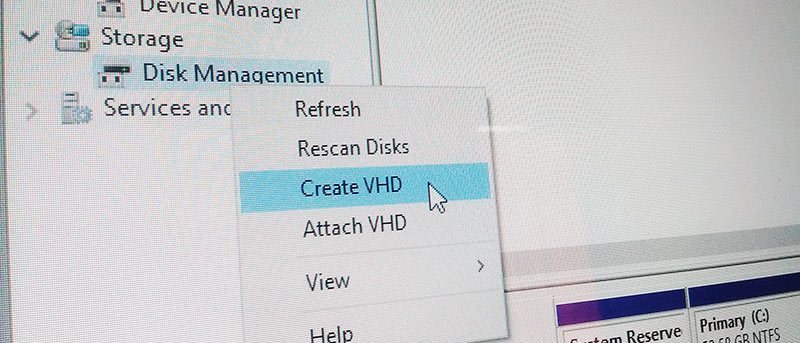 Cómo crear VHD (disco duro virtual) en Windows