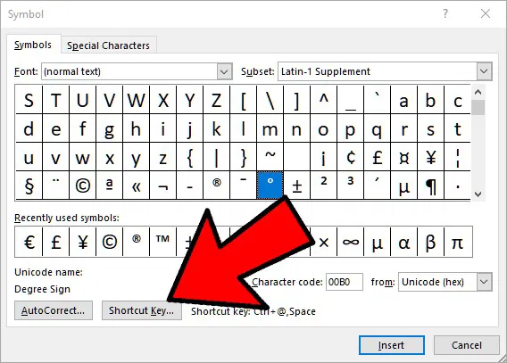 Cómo insertar el símbolo de grado en Microsoft Word