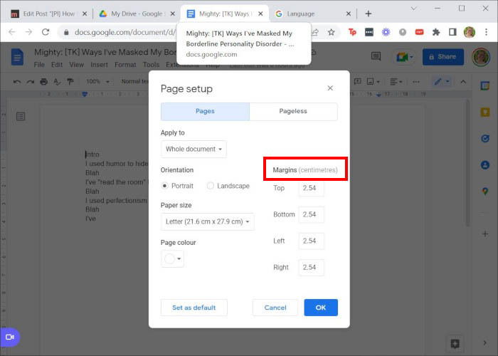 Cómo cambiar los márgenes en Google Docs