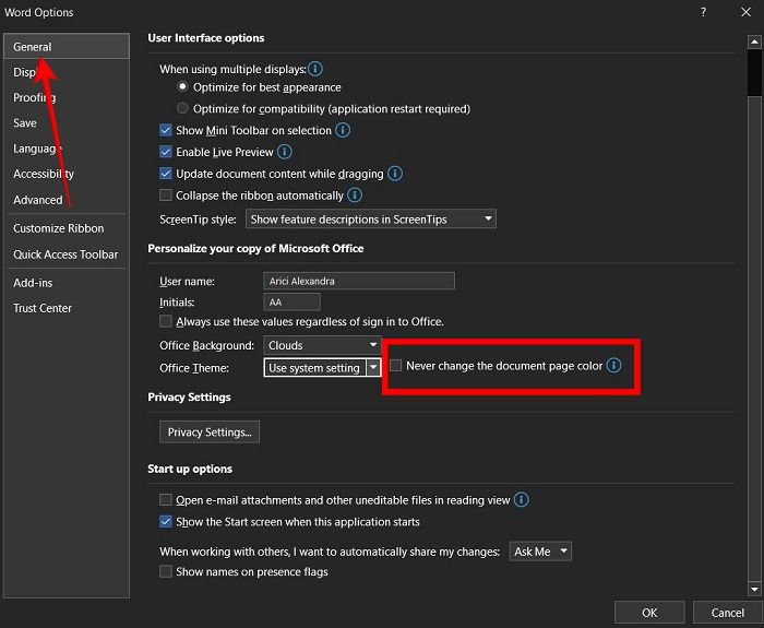 Cómo habilitar el modo oscuro en Microsoft Word