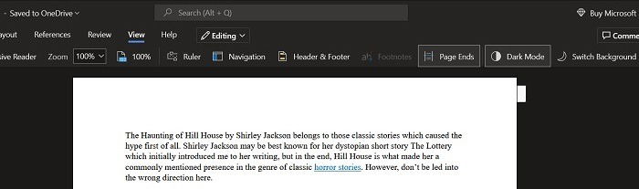 Cómo habilitar el modo oscuro en Microsoft Word