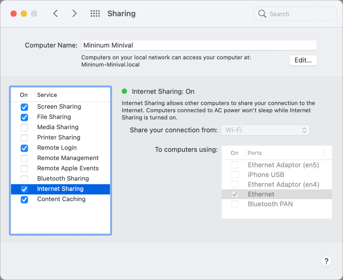 Cómo compartir una conexión Wi-Fi en una Mac a través de Ethernet a ...
