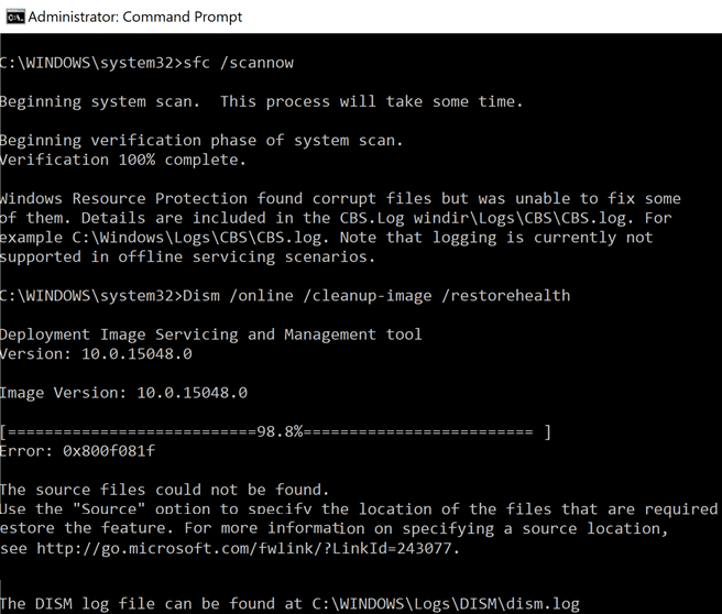 Solucione el error DISM 0x800f081f en Windows 10 - Mundo Geek