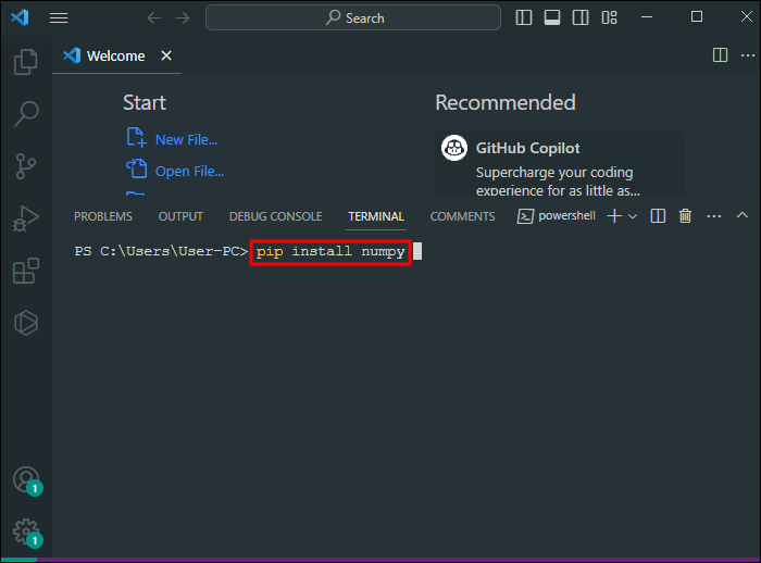 Cómo instalar NumPy en VS Code Cómo instalar NumPy en VS Code