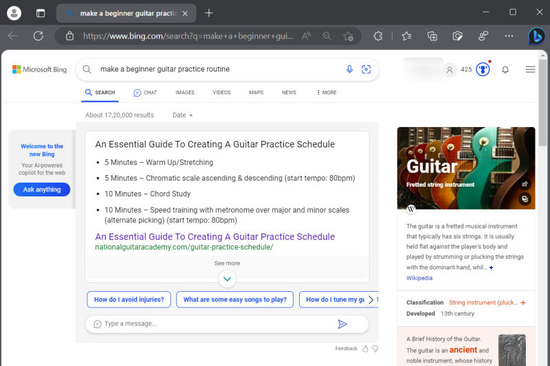 Cómo acceder a Bing AI desde el cuadro de búsqueda de la barra de ...