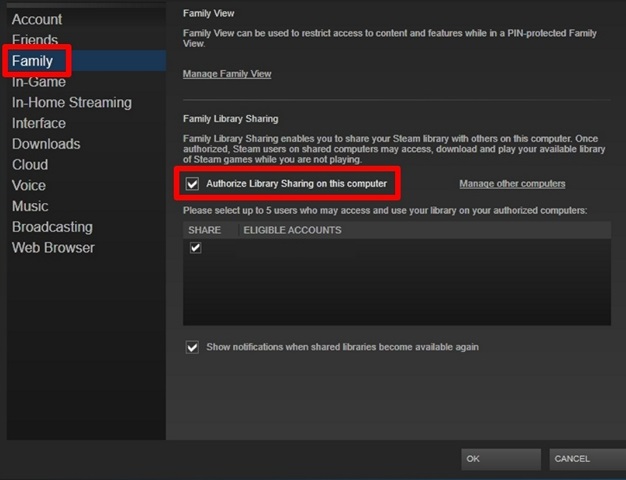 Cómo compartir juegos de Steam a través de Steam Family Sharing