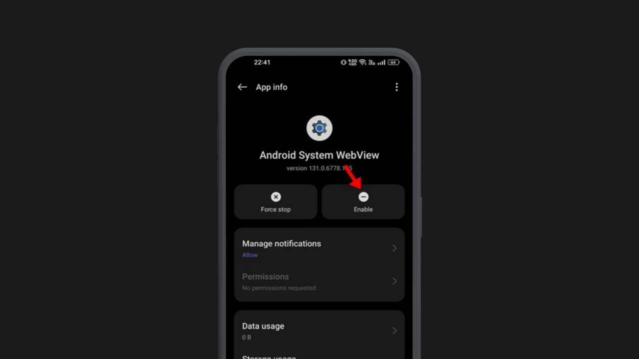 Cómo habilitar WebView del sistema Android