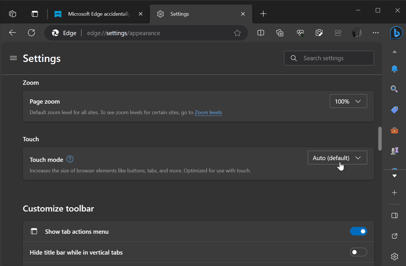 Microsoft Edge โดยบังเอิญบังคับให้แท็บเล็ต UI บนพีซีที่ใช้ Windows 11 ...