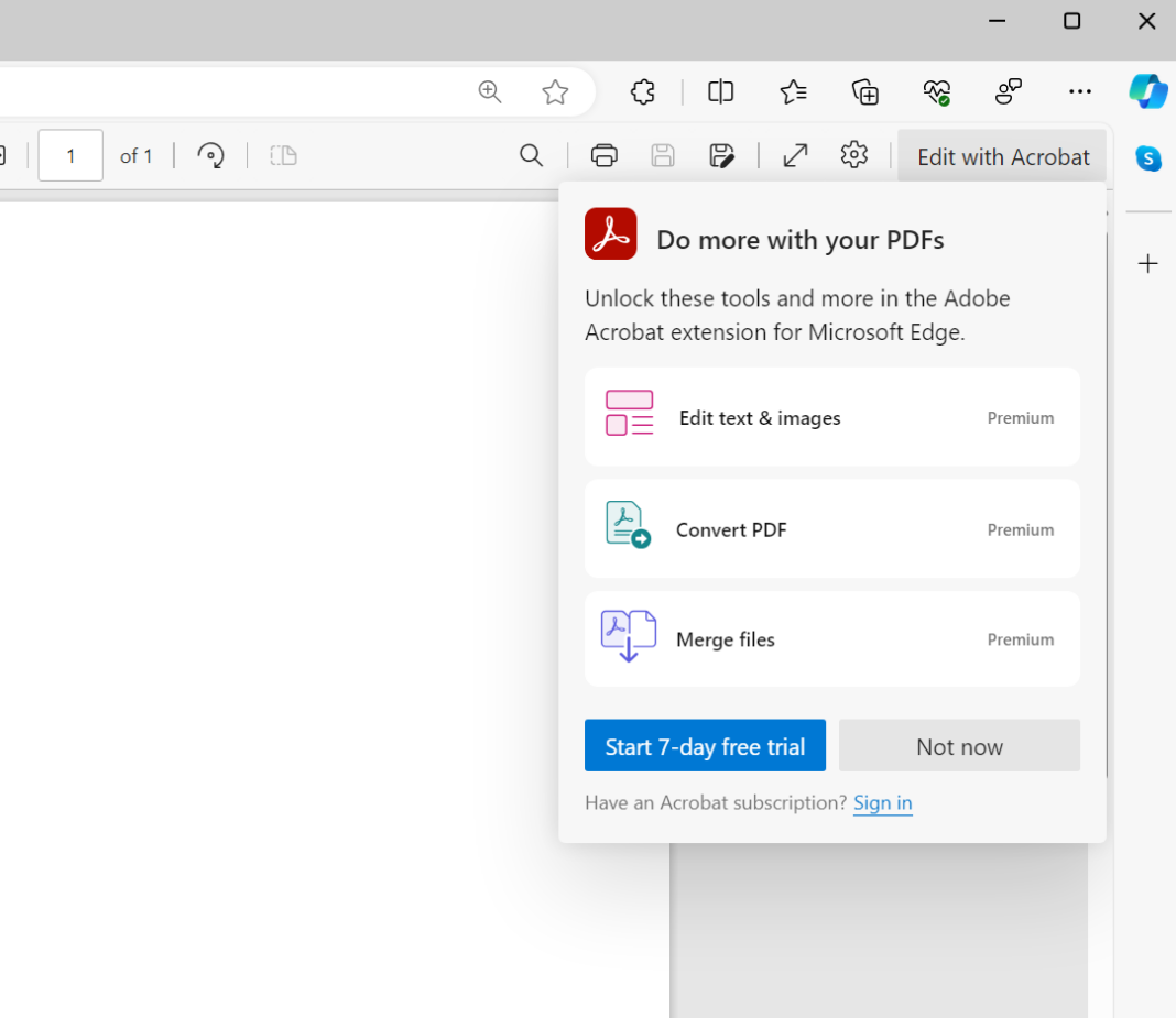 Microsoft Edge จะเพิ่ม PDF เป็น Adobe Engine โดยอัตโนมัติจะไม่ฆ่า PDF ดั้งเดิมจนถึงปี 2026