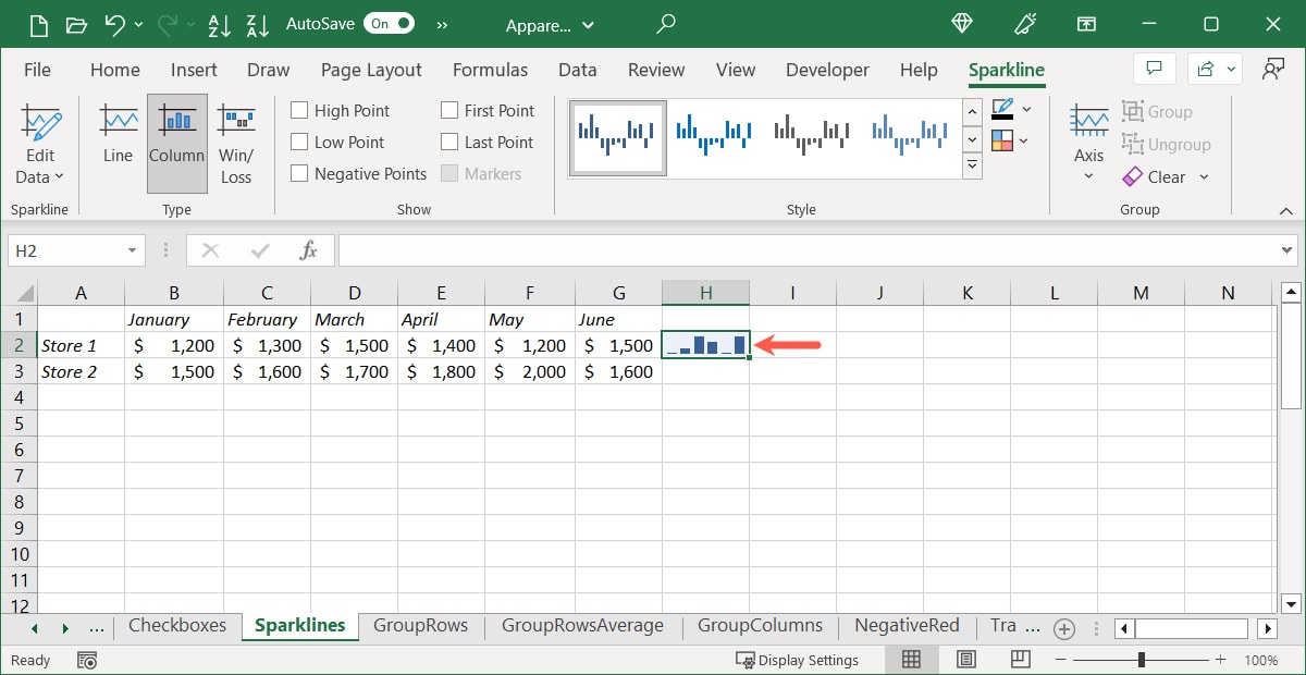 วิธีแทรก Sparklines (แผนภูมิมินิ) ใน Microsoft Excel - Mundo Geek