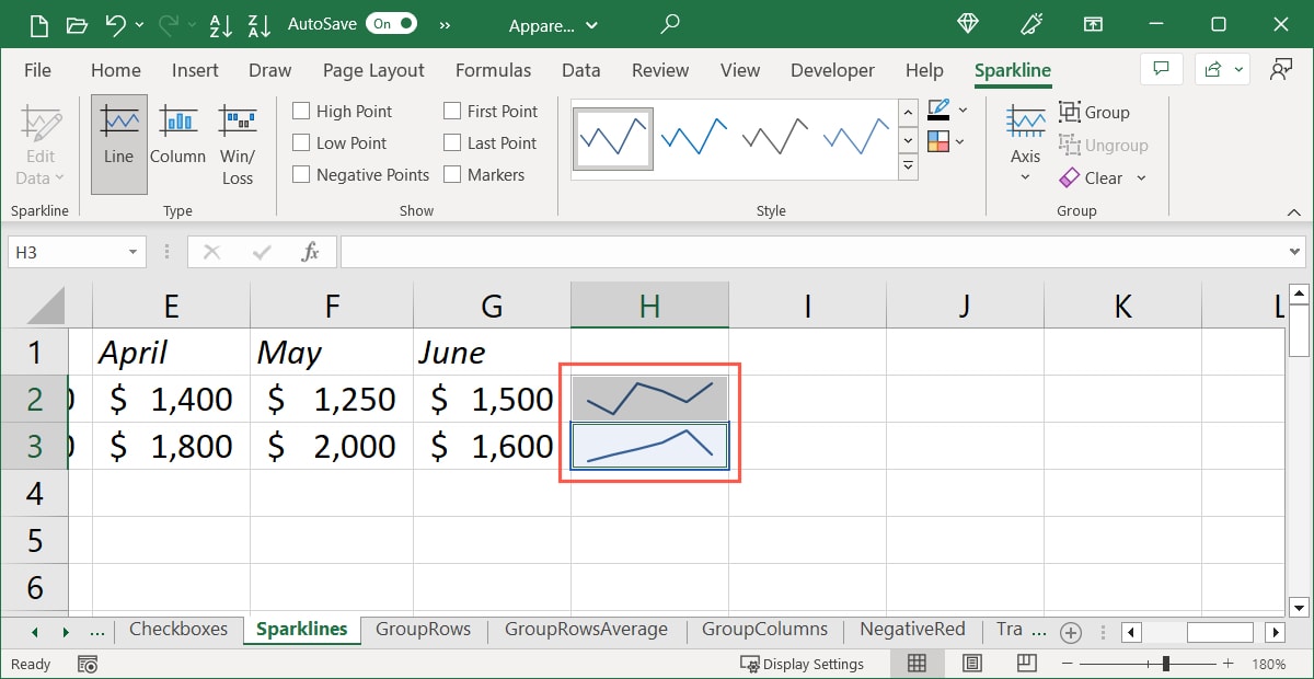 วิธีแทรก Sparklines (แผนภูมิมินิ) ใน Microsoft Excel - Mundo Geek