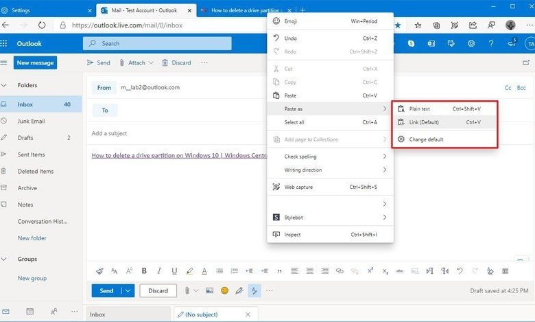 วิธีจัดการพฤติกรรมการวาง URL ใน Microsoft Edge
