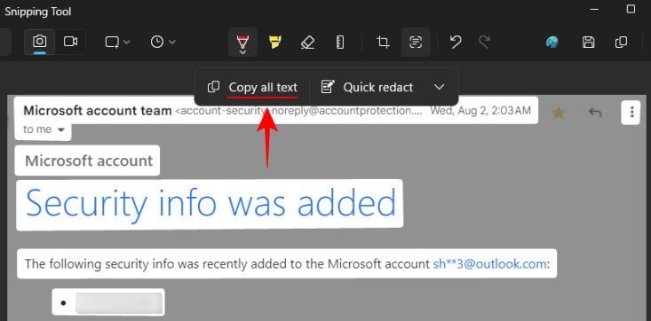 วิธี Redact และแยกข้อความจากรูปภาพโดยใช้ Snipping Tool บน Windows 11 ...